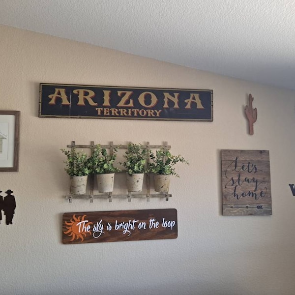 Distressed Arizona Territory Sign, Rustic Wooden Wall Decor - Etsy