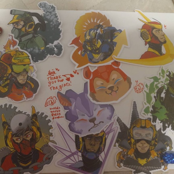 Mega Man - Full Set of 5 Animal Friends Vinyl Stickers ; 7cm X 7cm ...