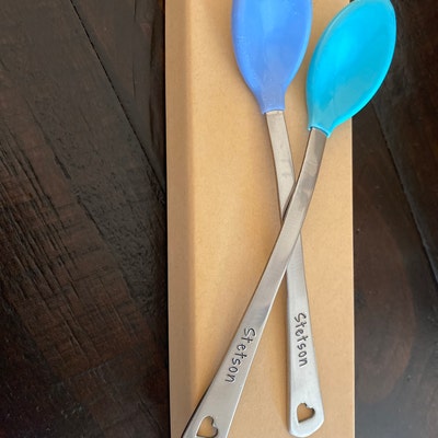 Personalized Baby Spoons, Set of 2 Custom Baby Boy Spoons, Engraved ...
