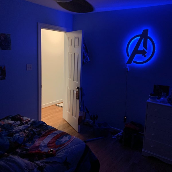 Illuminated Avengers Wooden LED Sign, Wall Sign, Avengers Wall Art ...