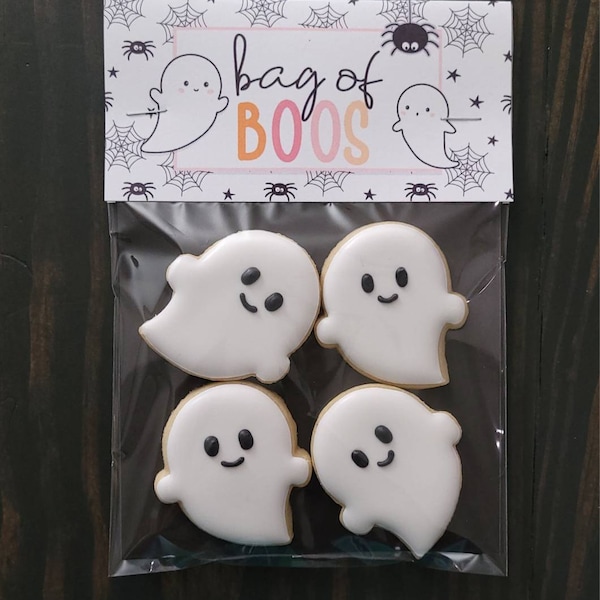 Bag of BOOS Halloween TREAT Bag TOPPER, 4" 5" 6.5" Goodie Bag for Kids ...