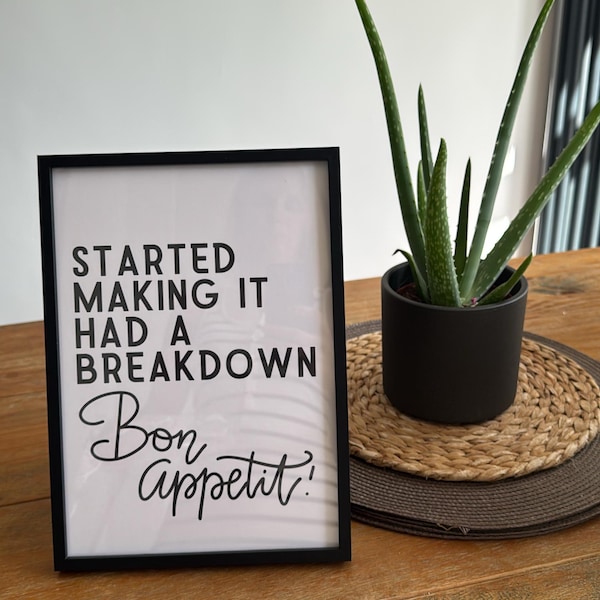 Funny Kitchen Wall Art Print - Bake off 'bon Appetit' Quote - Cooking ...