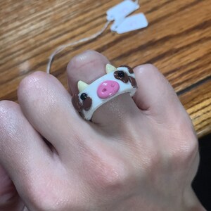 Neapolitan Cow Clay Ring Polymer Clay Aesthetic Statement - Etsy