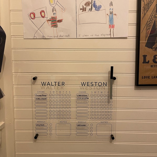 Modern Kid's Chore Chart, Acrylic Chore Chart, Personalized Chore Chart ...