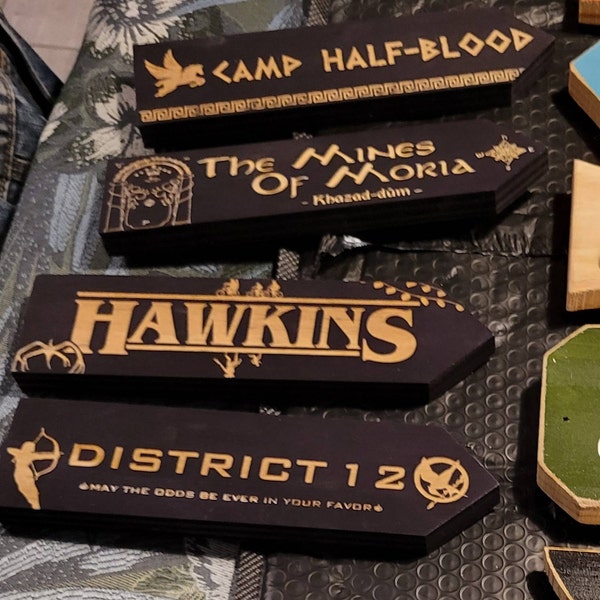 Personalized Standing Wood Arrow Signpost, Laser Engraved, Fantasy ...