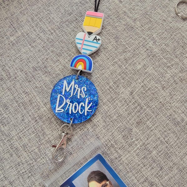 Personalized Teacher Lanyard, 3 Focal Acrylic Lanyard, Engraved Teacher ...