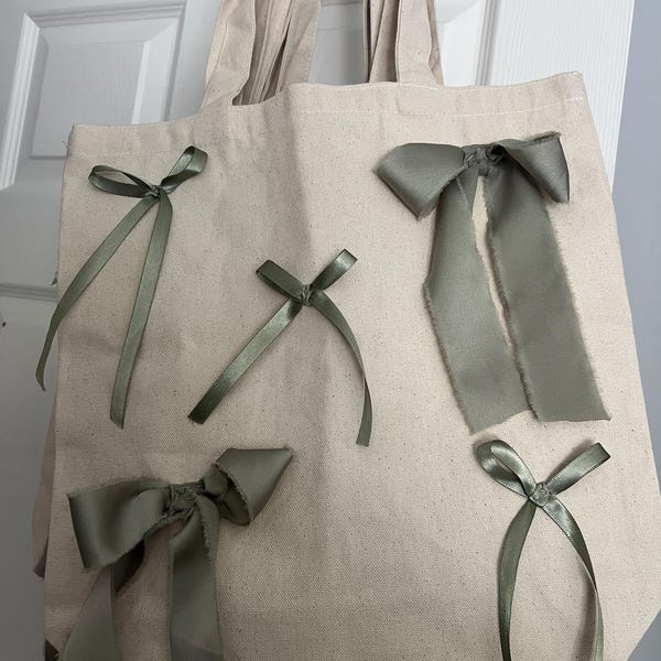Bow Tote Bag, Pink Bow Tote Bag, Bridal Party Tote Bags, Cottage Core ...