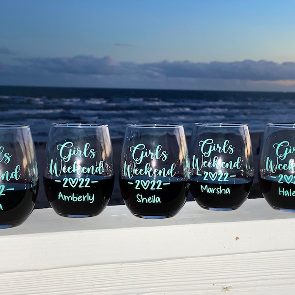 Girls Weekend Wine Glasses Personalized, Girls Weekend Cups, Girls Trip ...