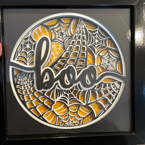 3D BOO WITH SPIDERWEB Svg - Halloween Svg - Shadow Box Svg - for Cricut ...