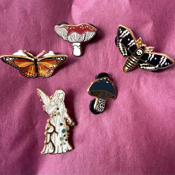 Morning Glory Angel Enamel Pin - Etsy