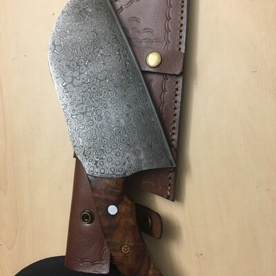 Custom Handmade Damascus Steel Dagger Knife & Leather Cover - Etsy