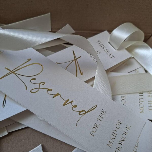 Gold Foil Wedding Reservation Tag | Seat Reservation Sign | Ceremony ...