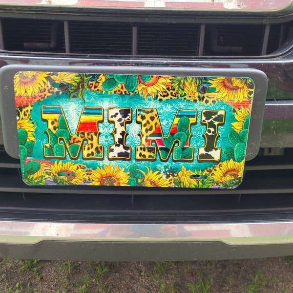 Western Mimi License Plate Sublimation Design, Turquoise Mimi License ...