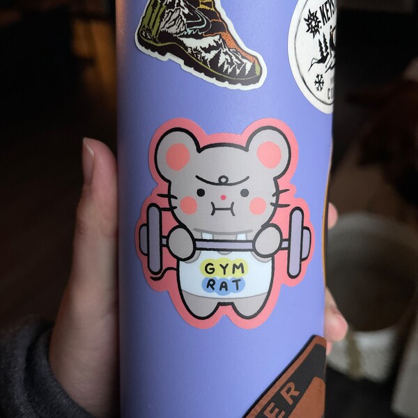 Little Apple the Gym Rat | Die Cut Sticker for Journal, Water Bottle ...