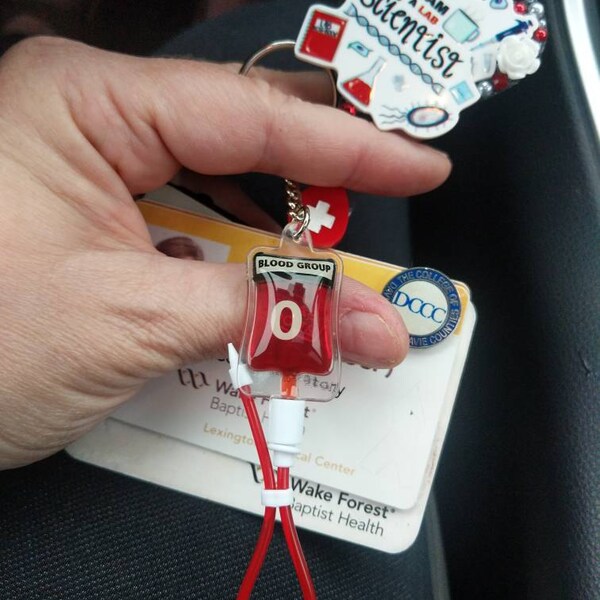 Blood Bank Key Chain,blood Bank Badge Reel, ABO Key Chain, Blood Type ...