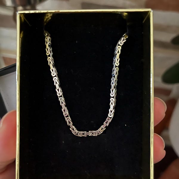 925 Sterling Silver Flat King Chain Bracelet, Real Silver Byzantine ...