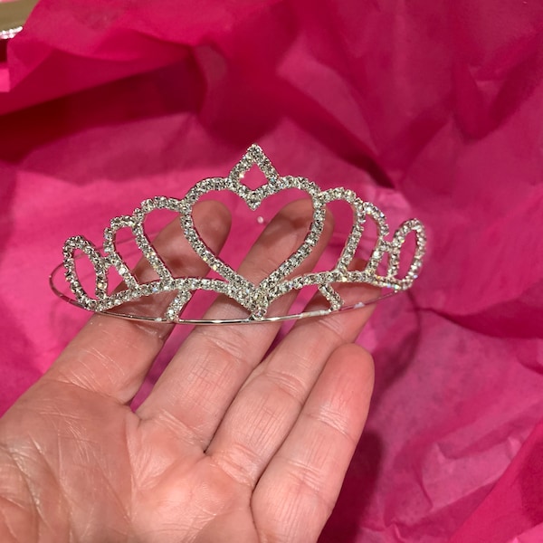 Sparkly Silver Heart Tiara: Flower Girl Princess Crown - Etsy