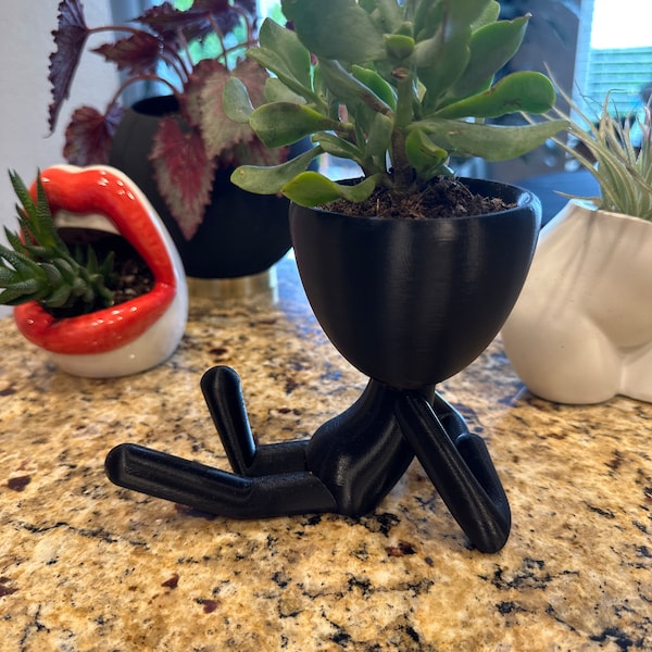 Adventurer Planter | White & Black | Plant Buddy “trio” | Plant Holder ...