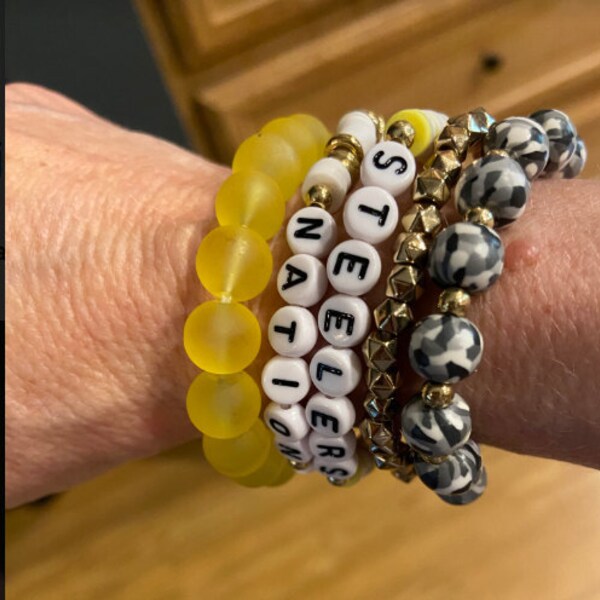 Savannah Bananas - *large Beads* - Baseball Themed Bracelet Stack - Etsy