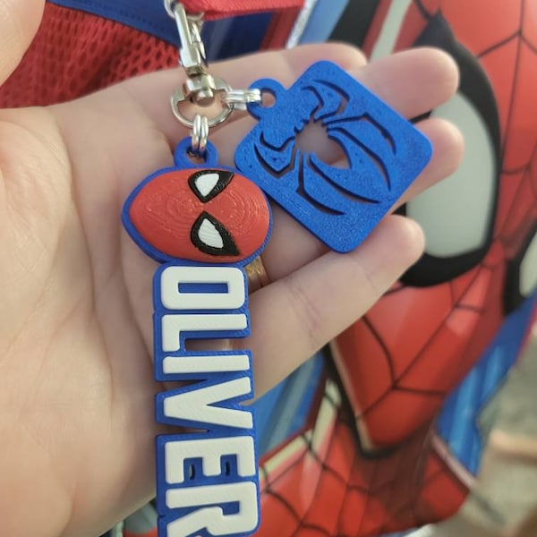 Personalized Spiderman Keychain / Keyring / Bag Charm / Name Tag - 3D ...