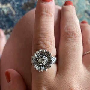 Sunflower Ring Sterling Silver Sunflower Ring With Flower Band Summer ...