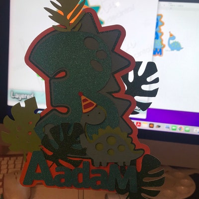 Dinosaur Cake Topper Dxf Dinosaur Cake Topper SVG Dinosaur Party Cake ...