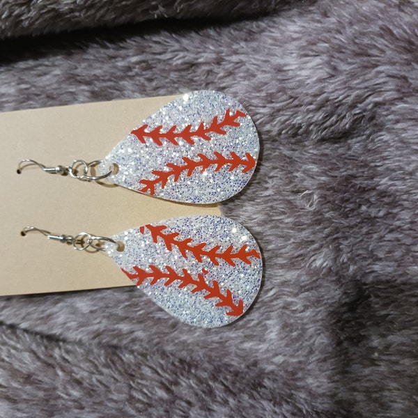 Basketball Teardrop Shaped Glitter Epoxy Earrings - Etsy