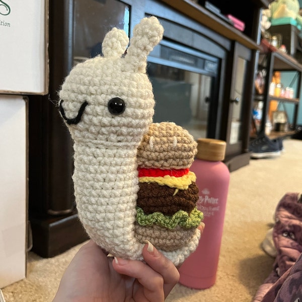 Burger Snail Crochet Pattern Amigurumi, Snail Stuffed Animal Plush Toy ...