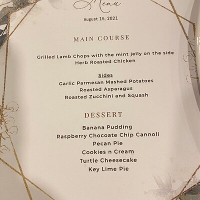 CLEO Geometric Menu Card Template, Instant DOWNLOAD, Printable Greenery ...