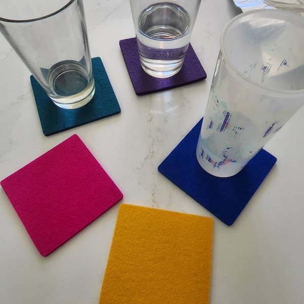Wool Felt Coasters Set 4 Inch Modern Square Absorbent Coaster for ...
