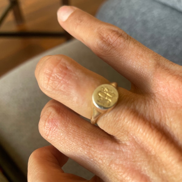 14K Signet Ring-personalized Ring-monogram Ring-gold Ring-personalized Jewelry-engraved Ring ...