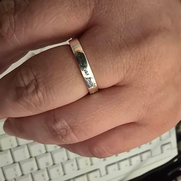 Personalized 3mm Sterling Silver Ring, Engraved Ring, Secret Message ...