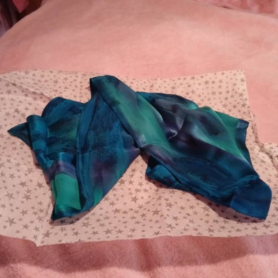 Scarf, Silk, Women, Hand Dyed, Ocean Reef Silk Scarf, Blue Royal Blue ...