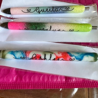 Personalized Epoxy Glitter Black Ink Pen: Refuillable - Etsy