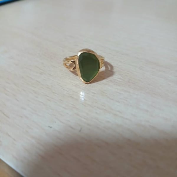Emerald Green Gemstone Ring, Green Gemstone Gold Ring, Vintage Gold ...