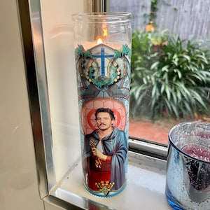 Saint Pedro Pascal Celebrity Prayer Candle: Non Scented | 8 Inch Glass ...