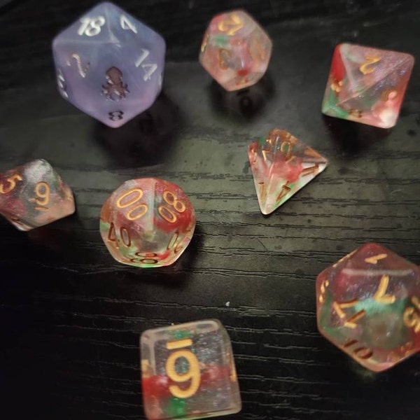 Alchemical Fire 14pc Orange and Red Gold Ink Kraken Dice Set Dungeons ...