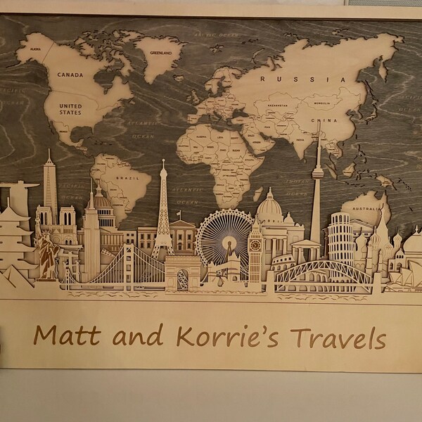 World Landmarks Wood Wall Art World Attractions Home Wall Decor Travel ...