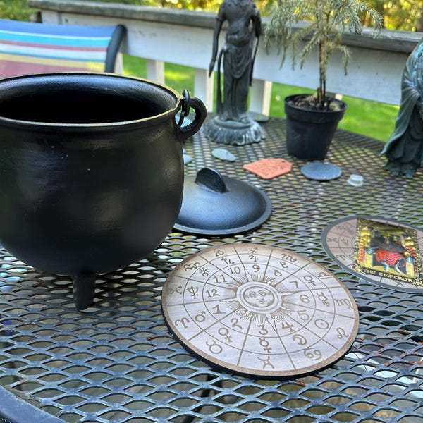 DELUXE Cauldron Set! Extra Large Cast Iron Cauldron With Astrological ...