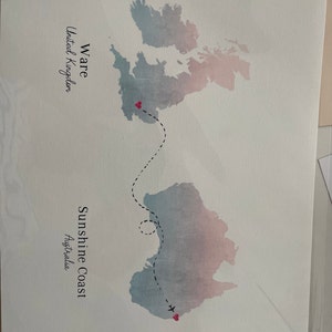Custom Two Location Love Map, Long Distance Relationship Gift ...