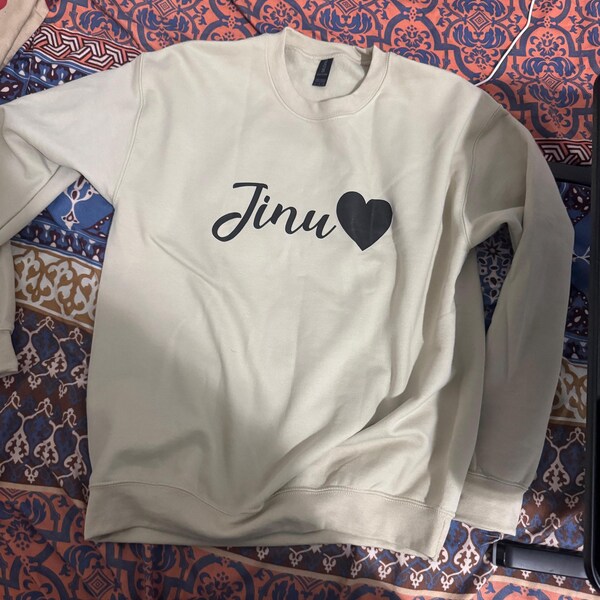 Custom Name and Heart Couples Sweatshirt, Personalized Couples Gift ...
