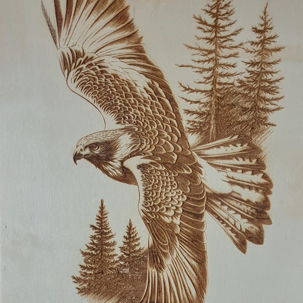 Hawk Laser Engraving Design: Rustic Forest Wildlife Art (PNG File) - Etsy