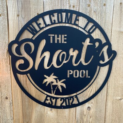 Personalized Family Pool Sign, Swimming Pool Metal Sign, Tiki Bar, Pool ...