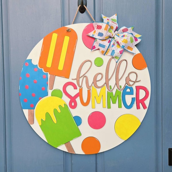 Hello Summer Polka Dot Popsicle Door Hanger | Popsicles and Summer ...