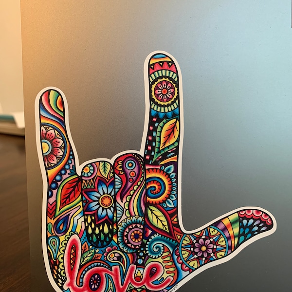 I Love You Sign Language Hand Sticker Decal Multicolor Car Decal Laptop ...