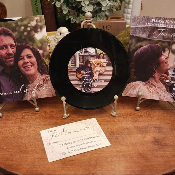 Vinyl Record Wedding Invitations, Authentic 45 Vinyl Record, Custom ...
