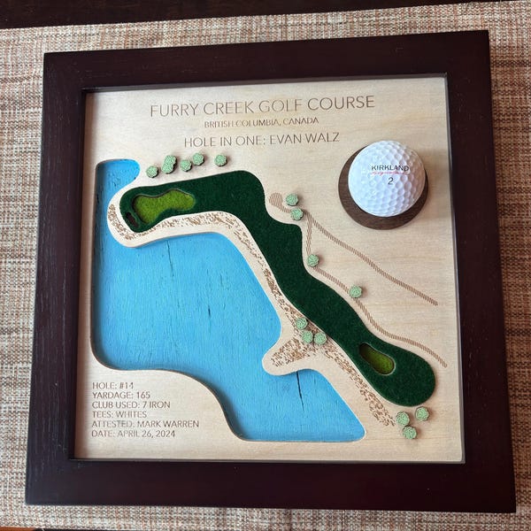 Hole in One Display, Personalized Hole in One Plaque, Golf Decor ...