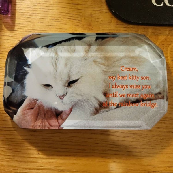 Personalized Glass Photo Paperweight | Custom Crystal Cut Desk Decor ...