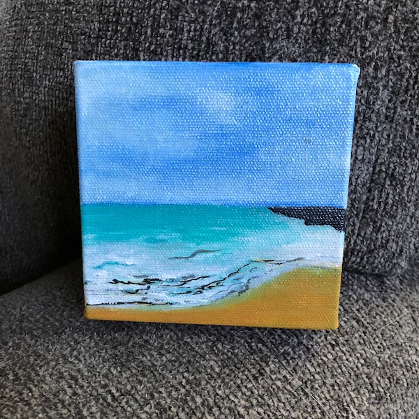 Mini Canvas Painting, Gift Aesthetic Sunset Small Canvas Orginal Art ...