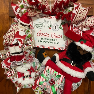 Santa Ribbon Santa Belt Ribbon Red White Plaid Wired Santa Ribbon 2.5 ...